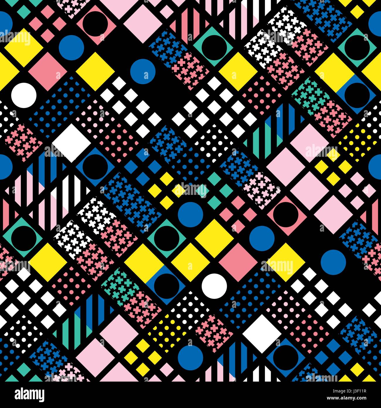 Decorative geometric shapes tiling. Multicolor trendy irregular pattern ...