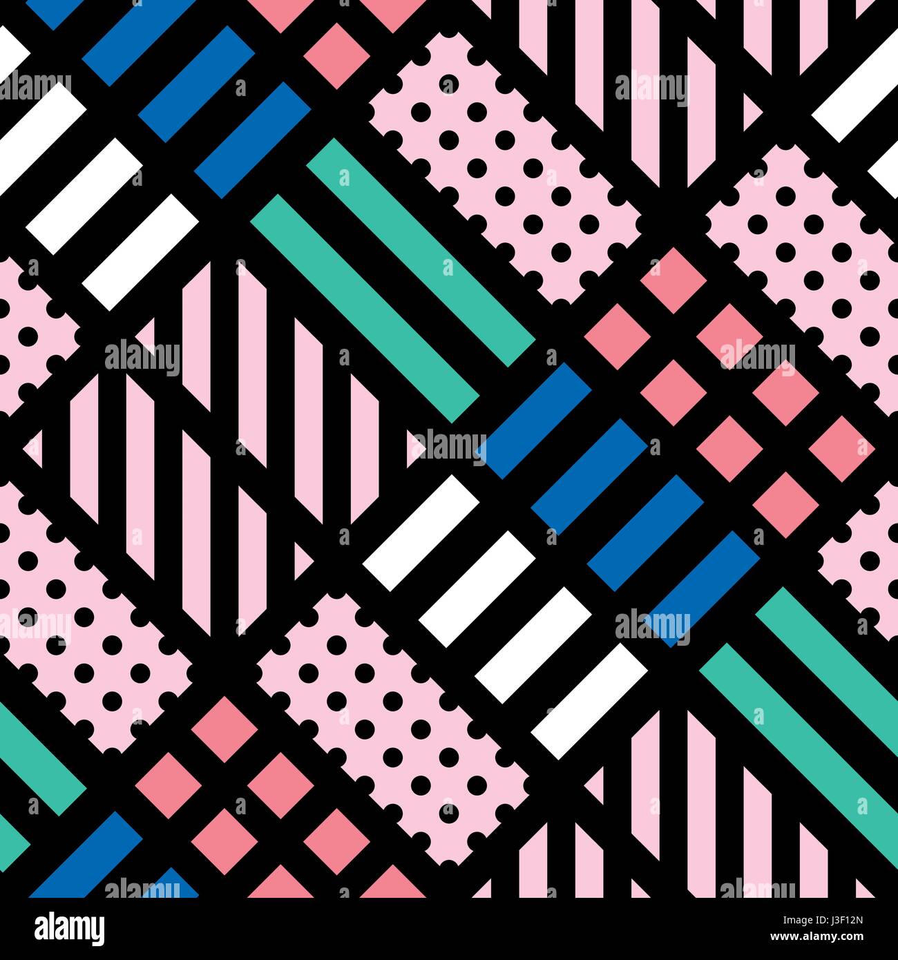 Decorative geometric shapes tiling. Multicolor trendy irregular pattern ...