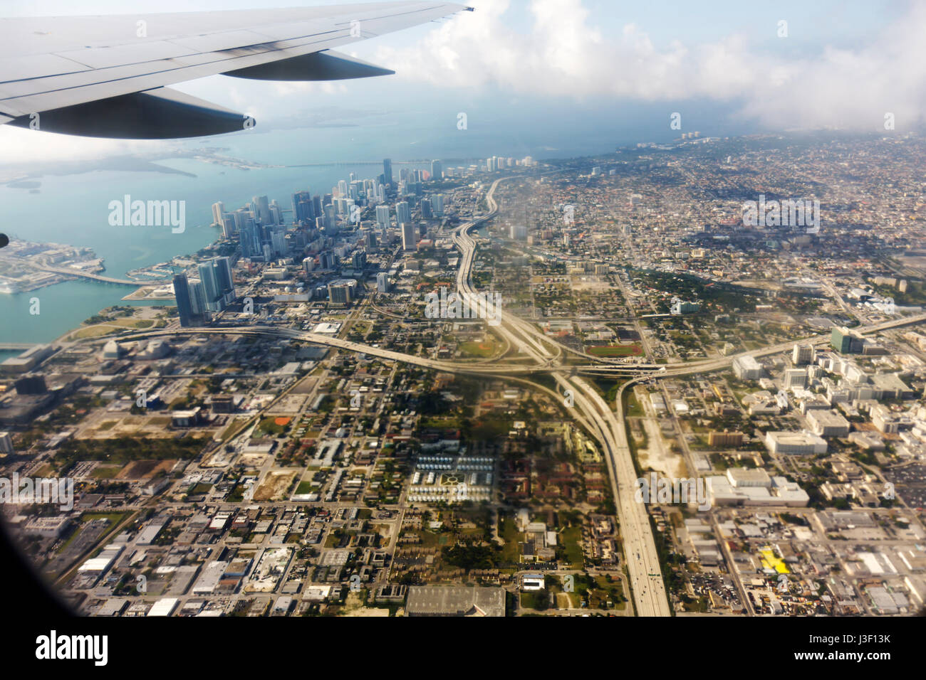 Miami Florida,Delta Airlines,airline,jet,aerial photo,roads,city,wing ...