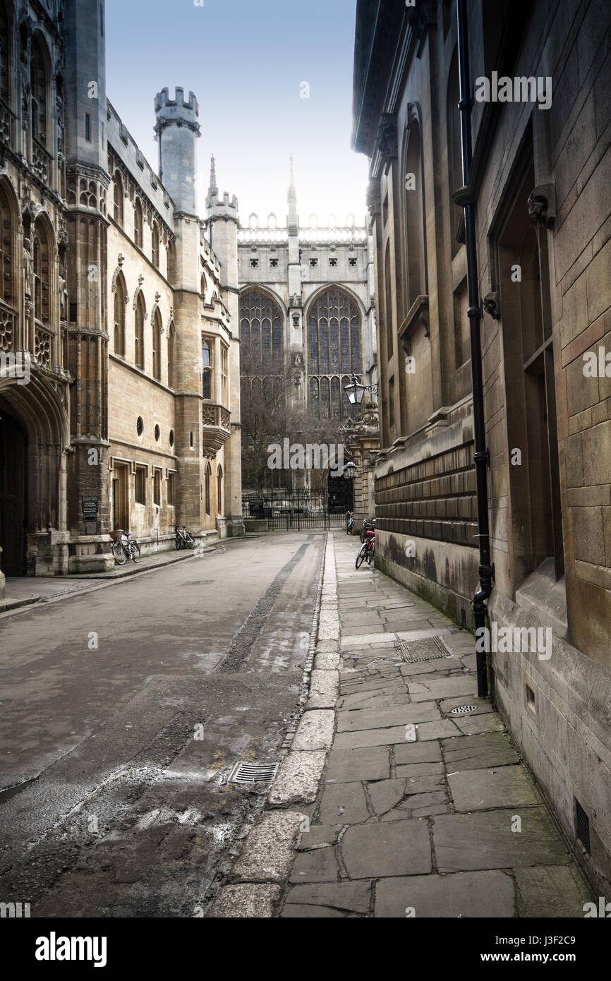Trinity Lane leads to Trinity and Clare colleges Stock Photo - Alamy