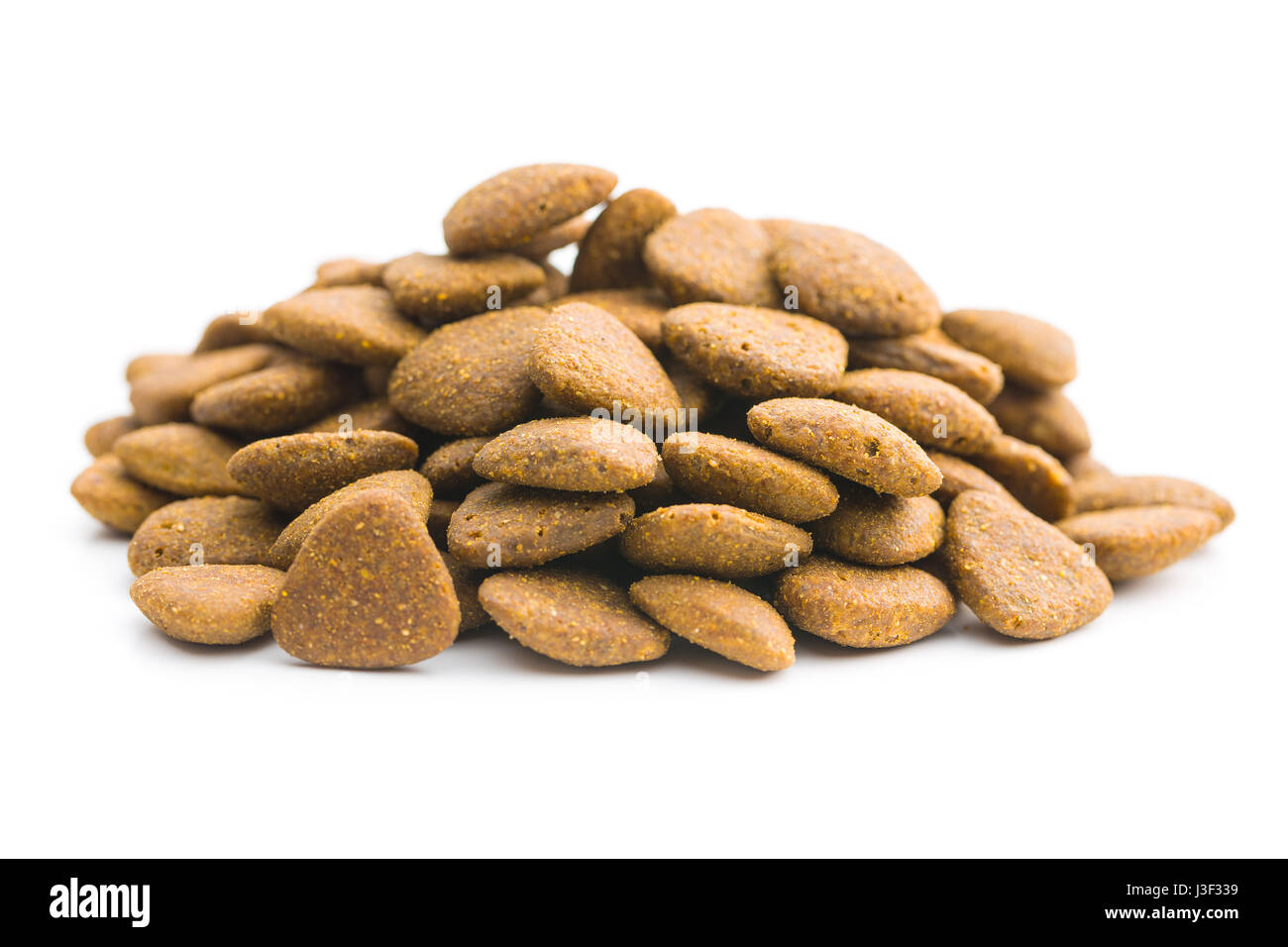 Dry kibble dog food isolated on white background Stock Photo - Alamy