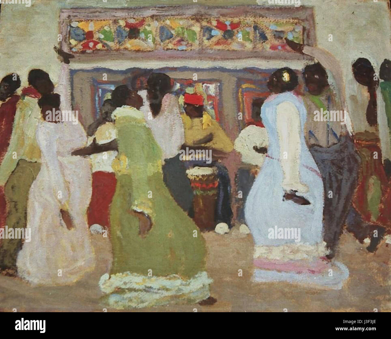 This artwork represents the candombe dance, a traditional Afro ...