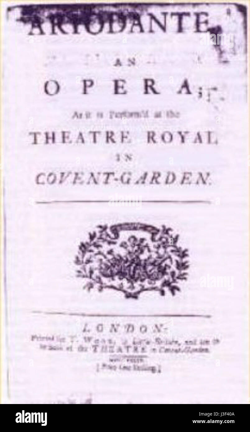 The front page of the opera 'Ariodante' typically features the title ...