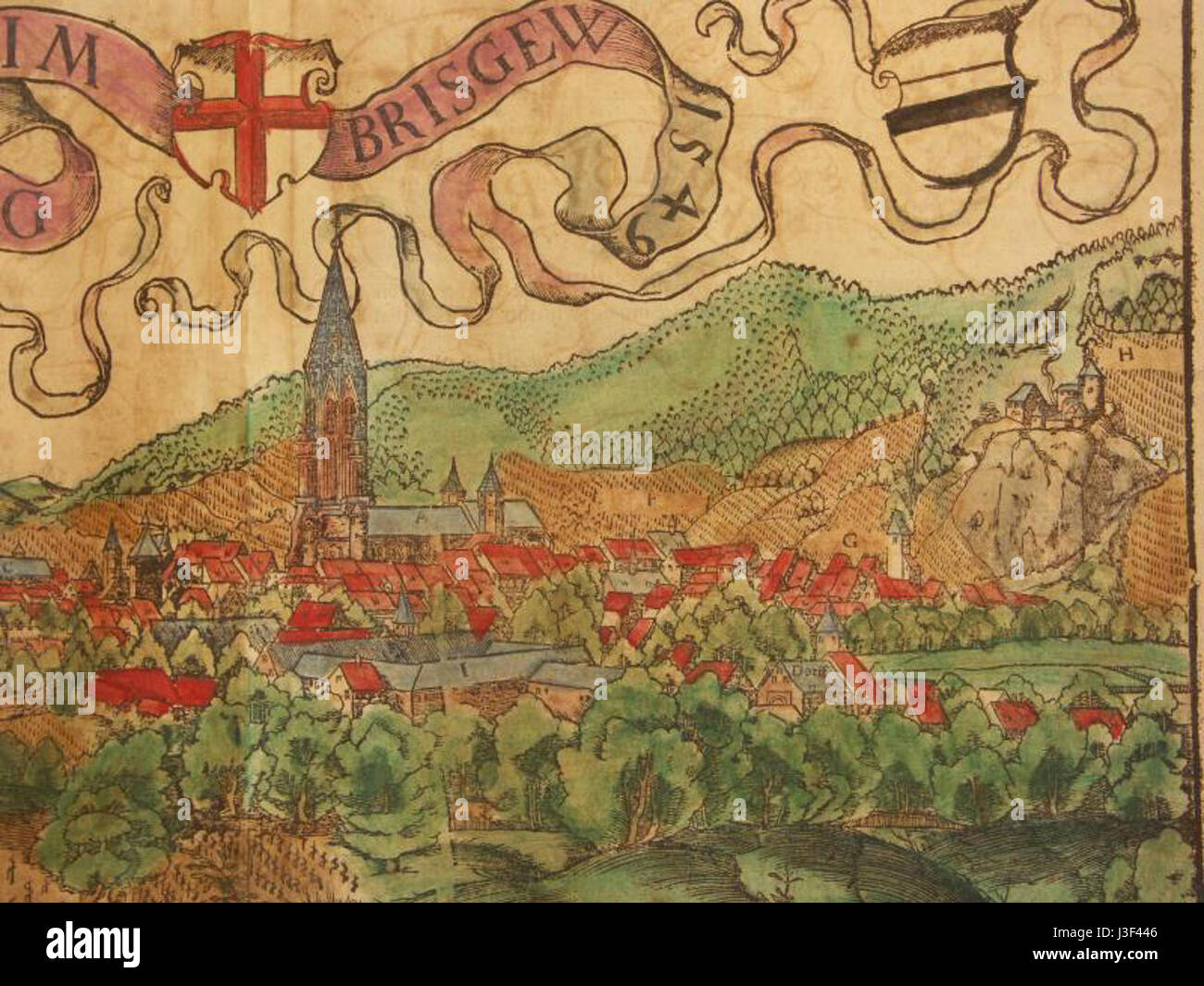 This refers to a historical map or document detailing Freiburg, Germany, in the year 1600. The ...