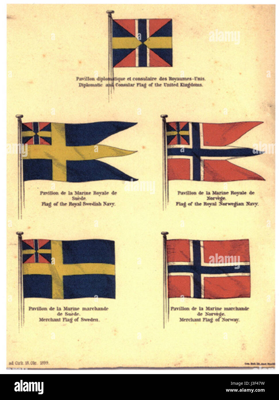 'Flaggplansje 1899' is an illustrated guide to various national flags ...