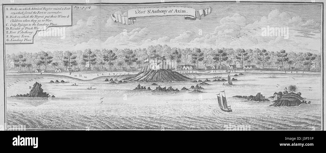 A historical reference to Fort St. Anthony at Axim, built in the early ...