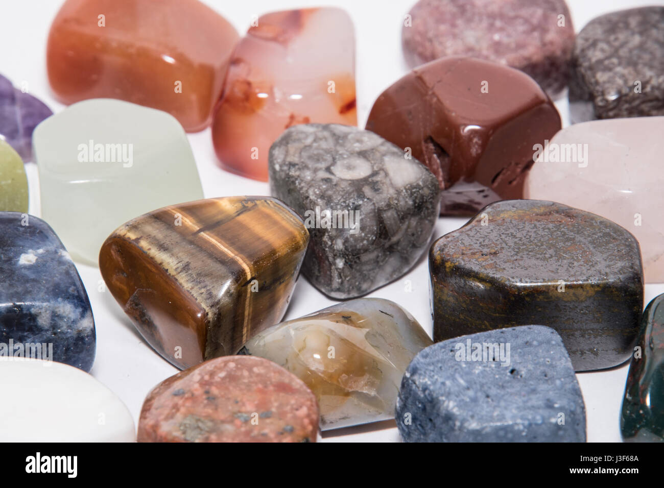 Collection of different color gemstone gem jewel mineral precious shiny ...
