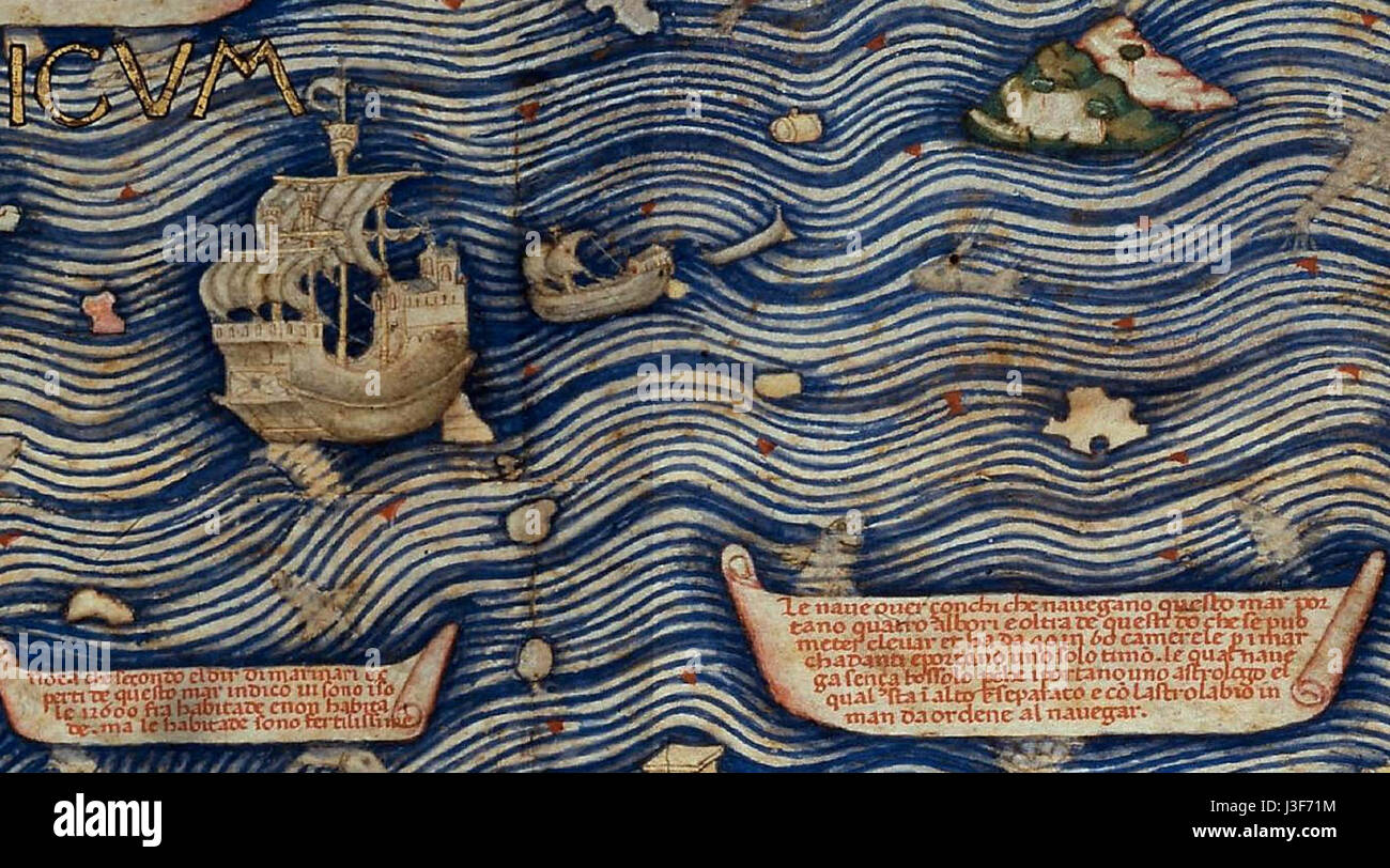 Fra Mauro's map of the Chinese ship is a historical representation ...