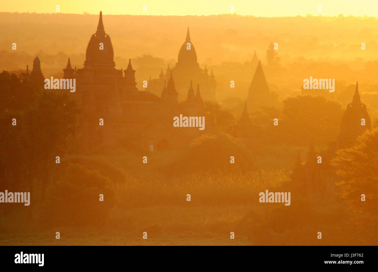 Bagan temple complex and World Heritage site, in Mynamar, Asia. Temples ...