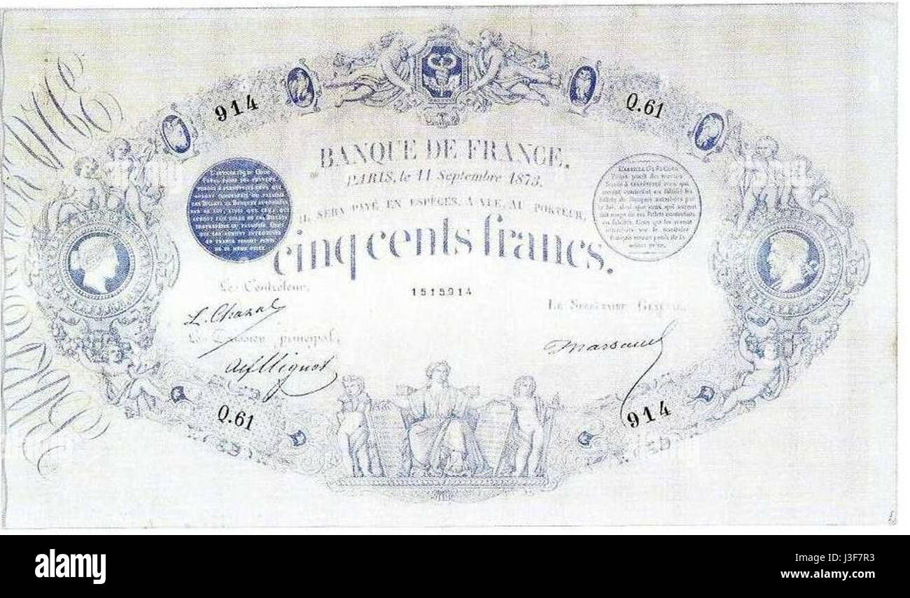 The 'France 500 francs bleu A' refers to a specific banknote issued in ...
