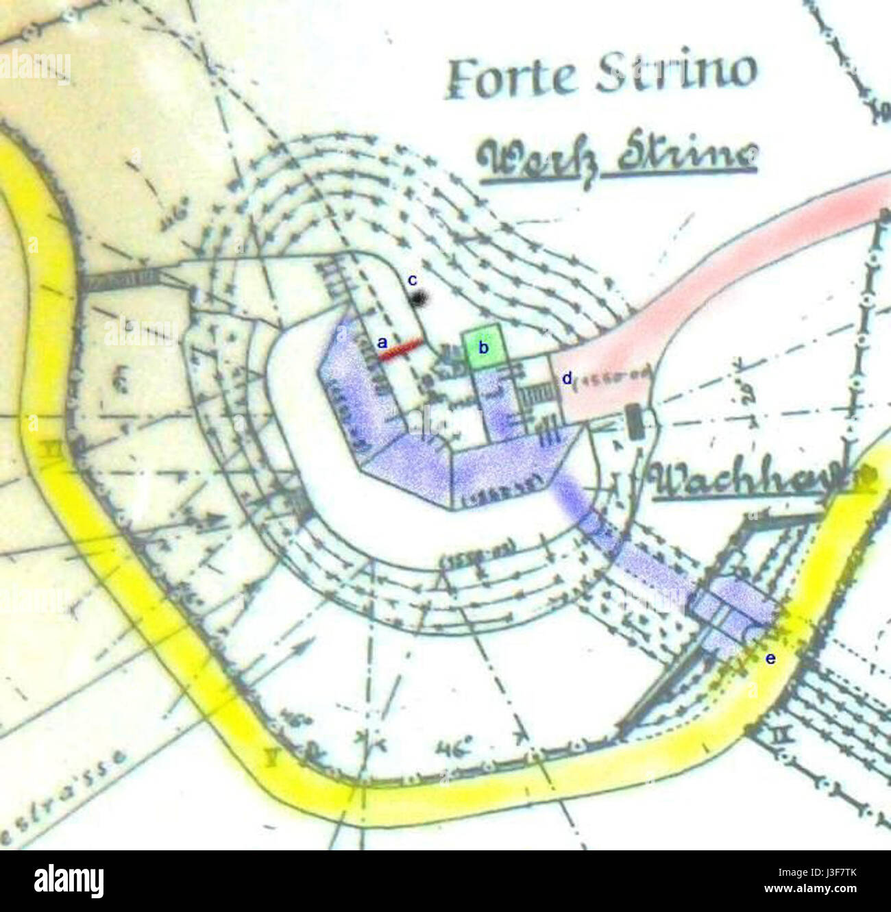 Forte Strino map is a detailed representation of a historical military ...