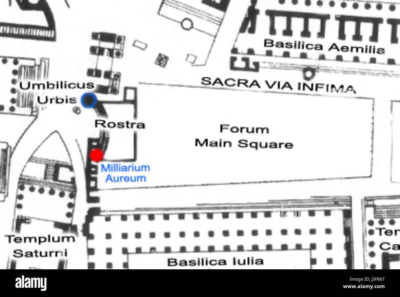 Golden milestone rome hi-res stock photography and images - Alamy