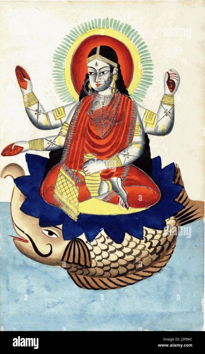 Ganga Kalighat is a painting from 1875 depicting the famous Kalighat ...