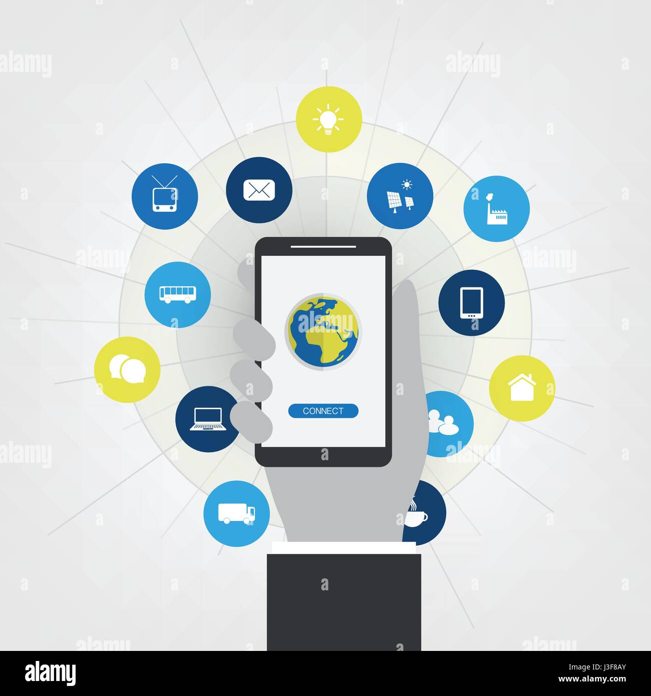 Colorful Internet of Things, Cloud Computing Design Concept with Icons - Digital Network ...