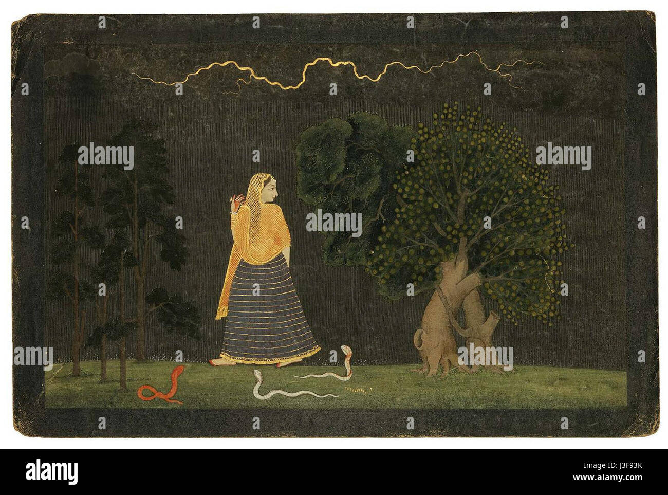 Family of Nainsukh. Heroine Rushing to Her Lover(Abhisarika Nayika ...