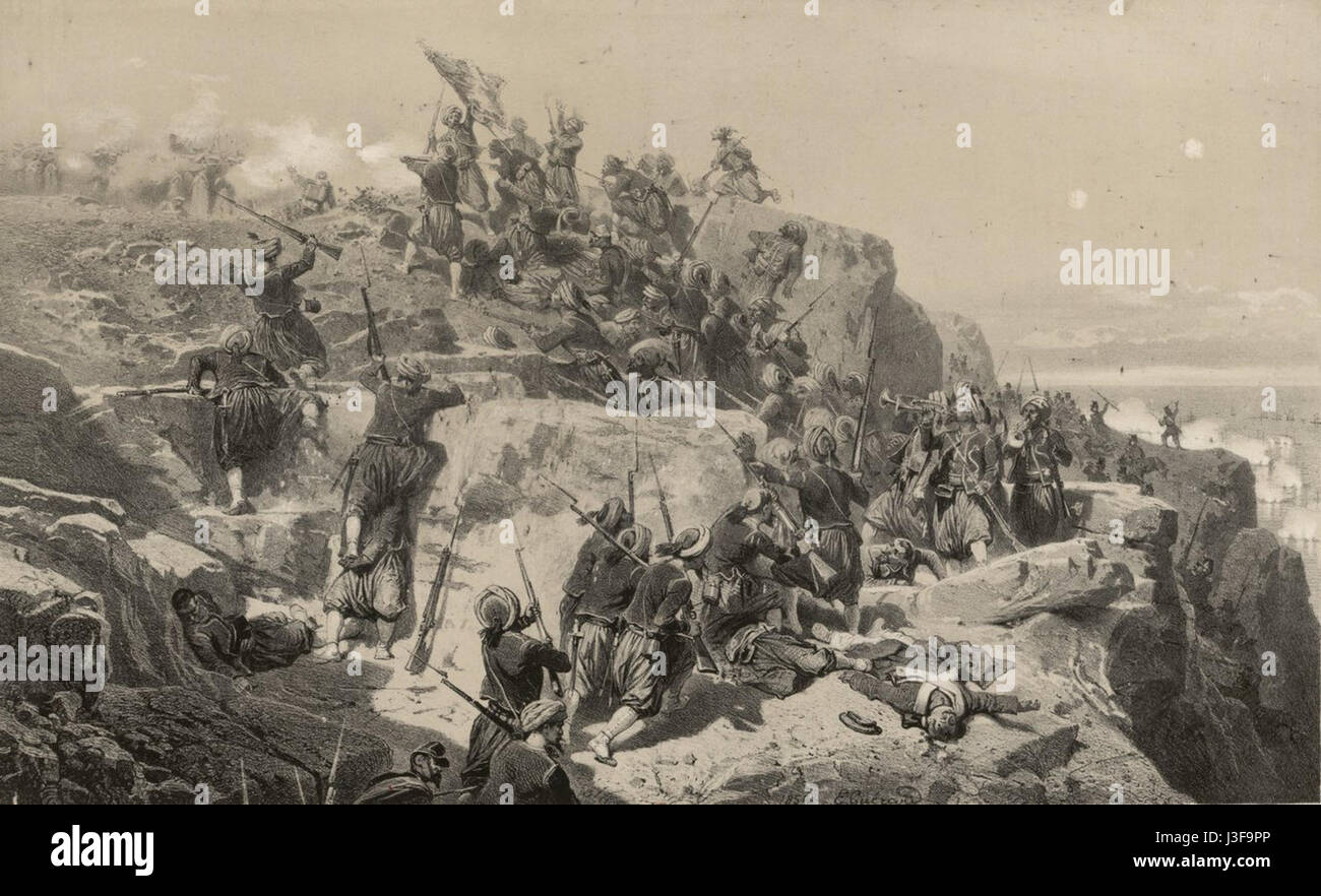French Zouaves storming and capturing Telegraph Hill battle alma Stock ...