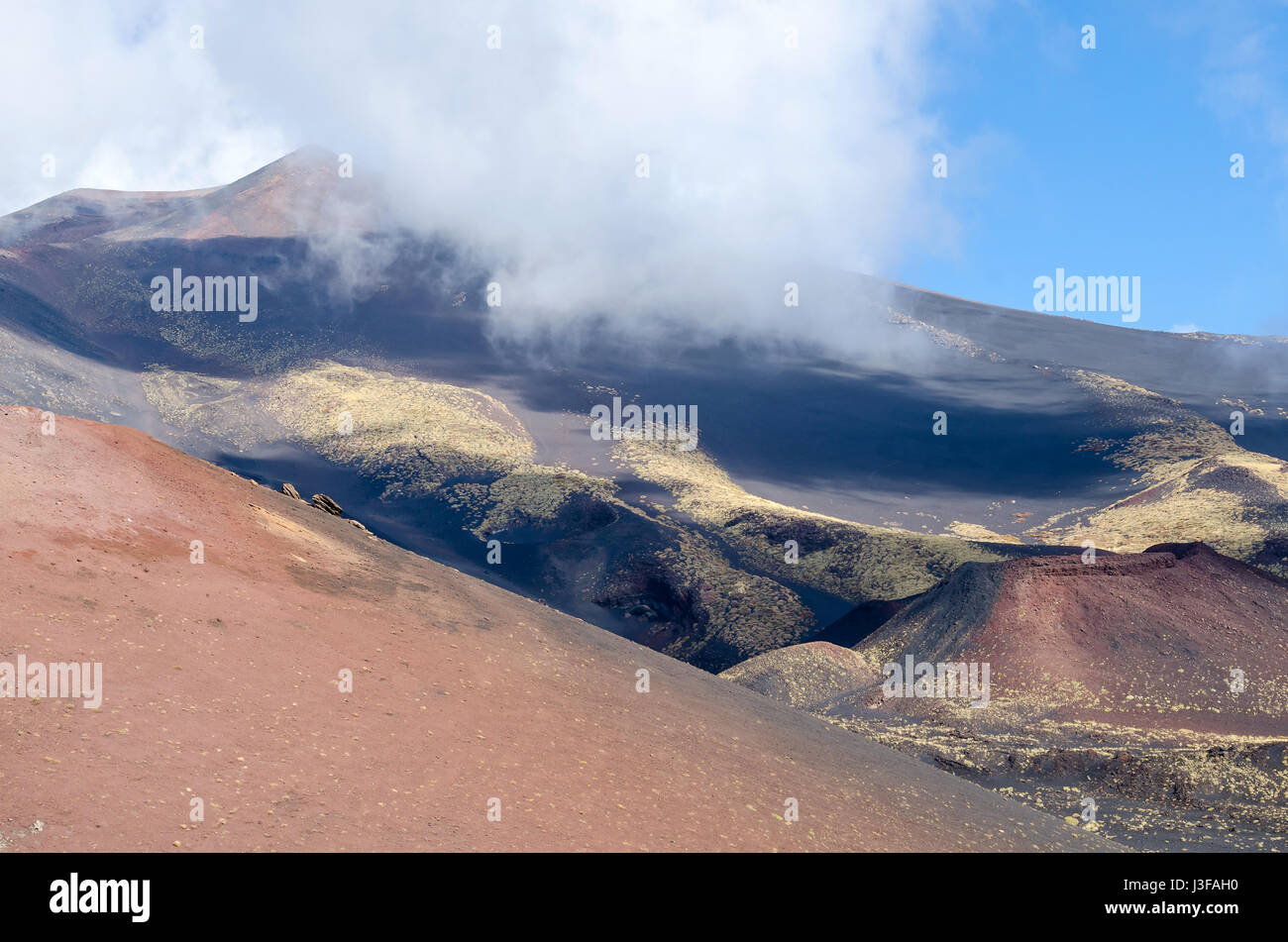Southern flank of Mount Etna, an active stratovolcano on the east coast ...