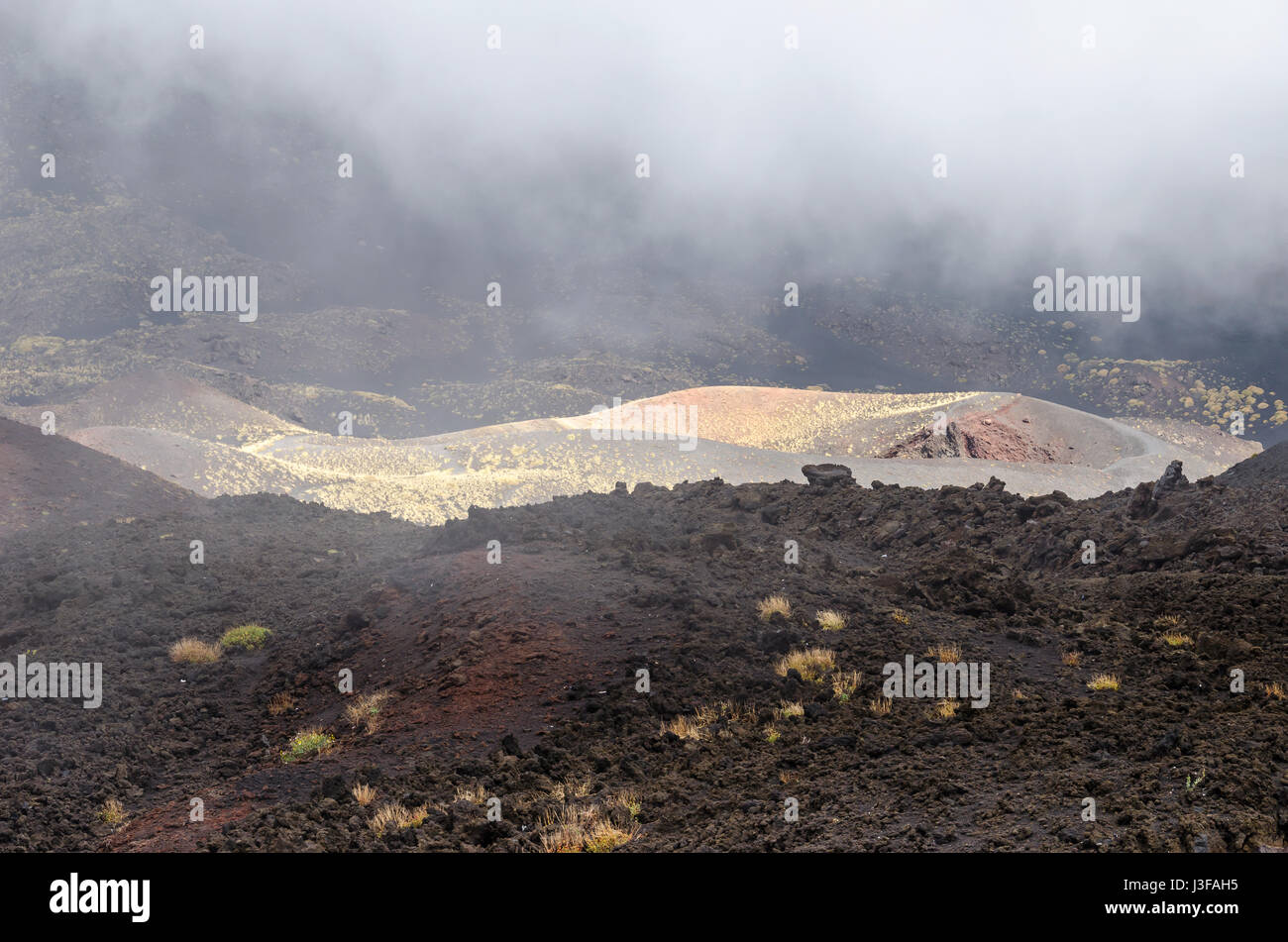 Southern flank of Mount Etna, an active stratovolcano on the east coast ...