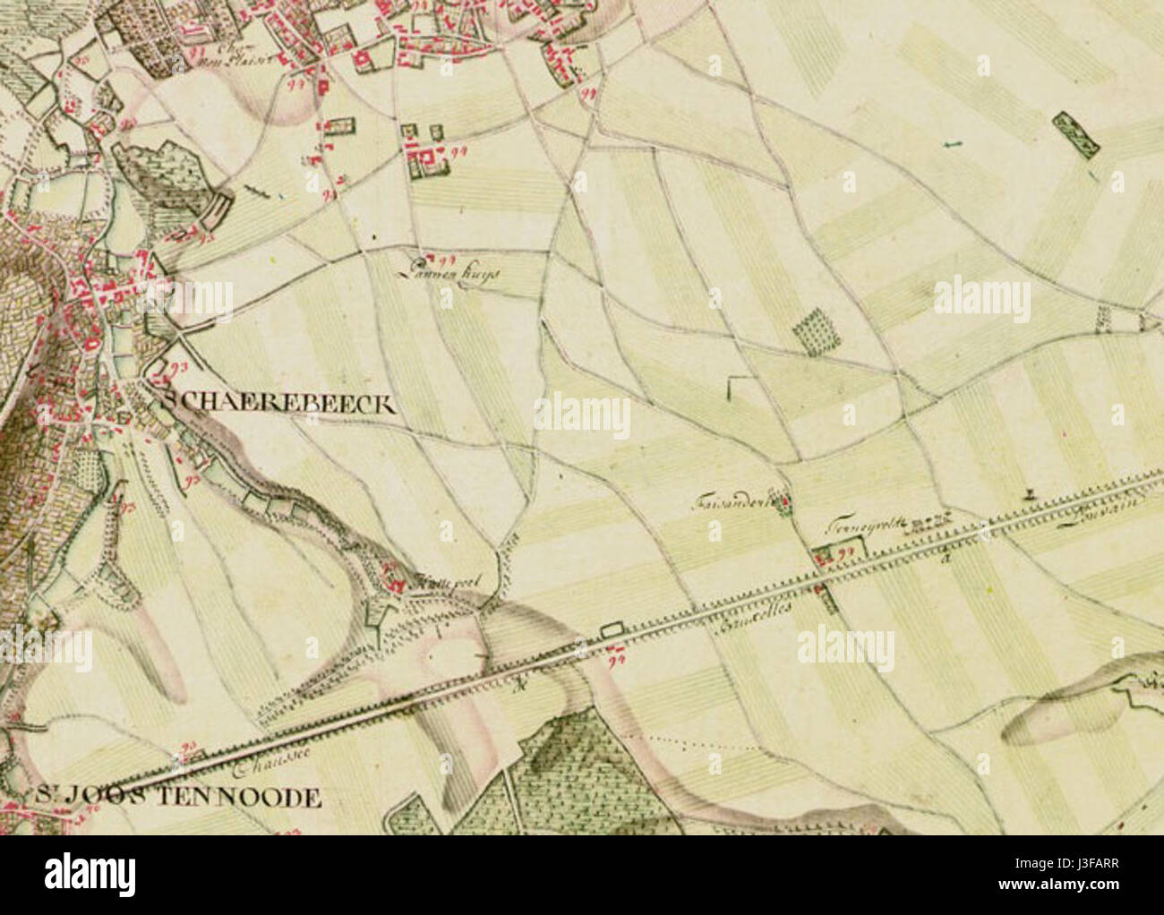 'Ferraris Evere' refers to a historical map or illustration, possibly ...