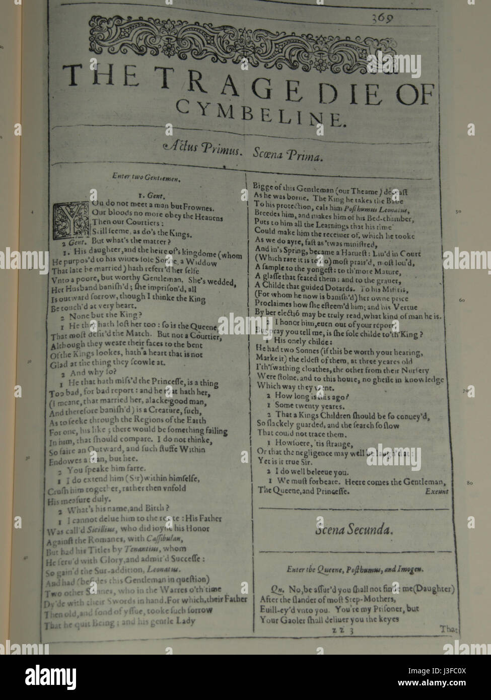 The First Folio of Shakespeare's play 'Cymbeline' is an important early ...