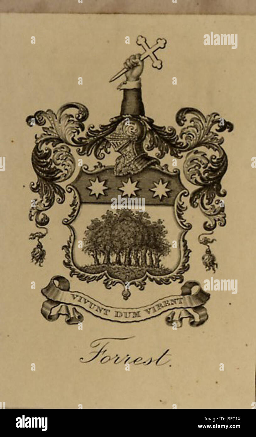 A bookplate designed by Forrest, used to mark ownership of books. This ...
