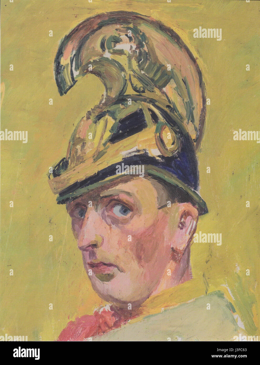 Felix Esterl's self-portrait from around 1927, wearing a dragoon helmet ...
