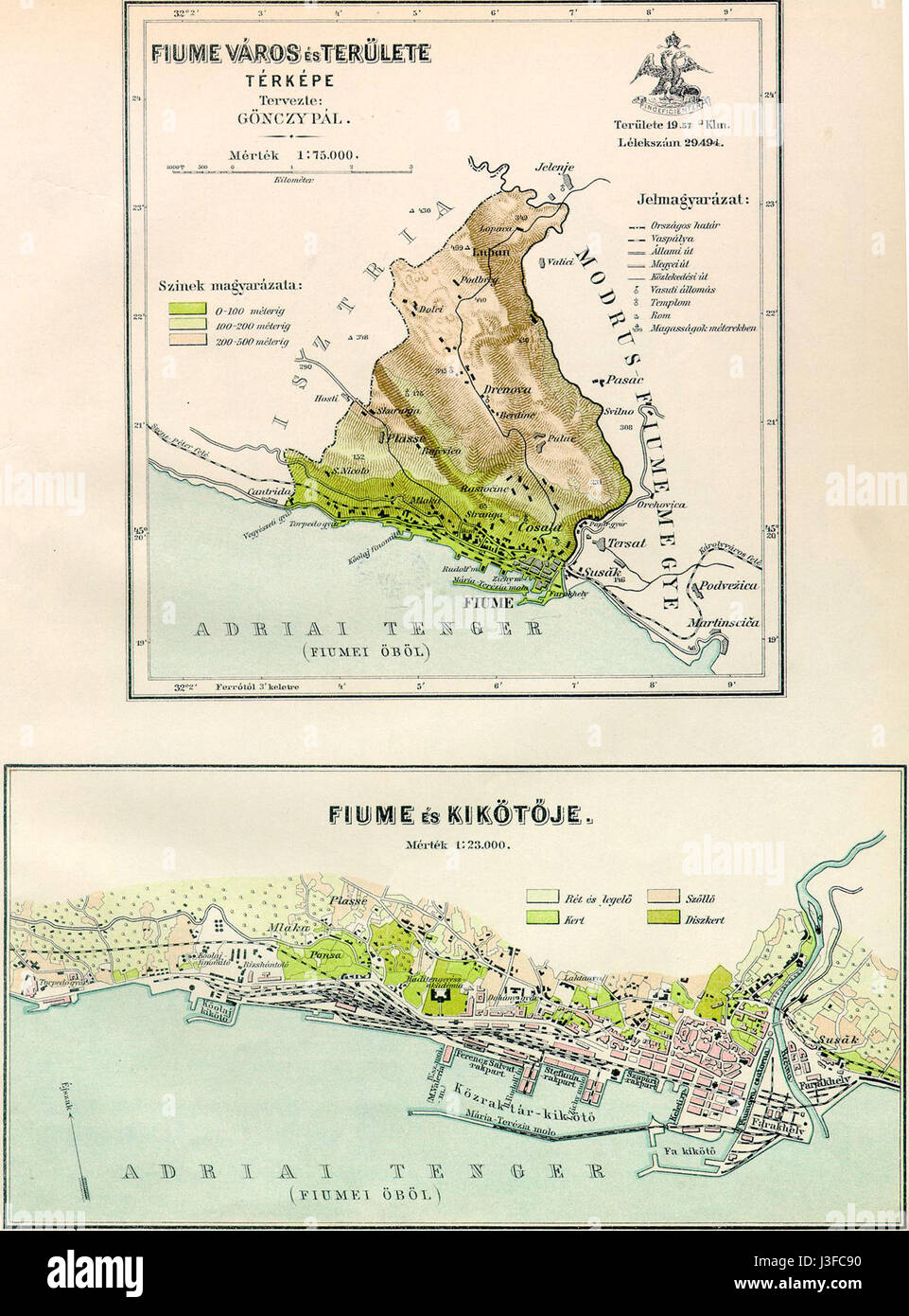 Fiume town map Stock Photo - Alamy