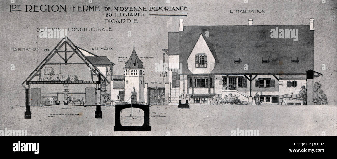 This photograph showcases a medium-sized farm in Picardy, France, with ...