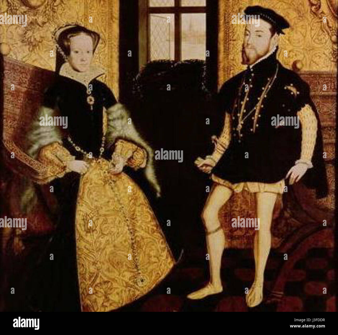 This image portrays Felipe of Spain and Maria Tudor, referencing the ...