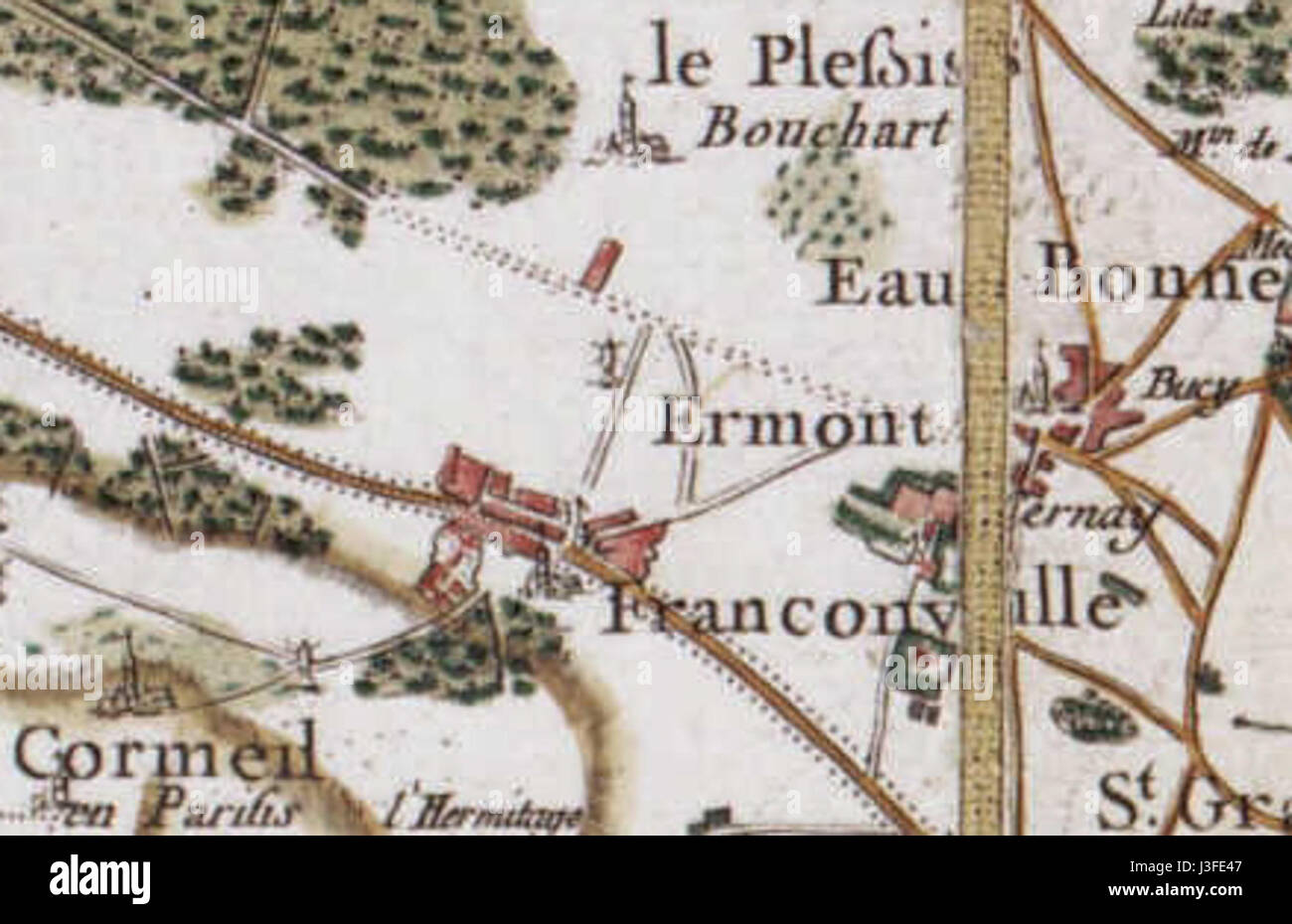 This is a historical map of Franconville, produced by the Cassini ...