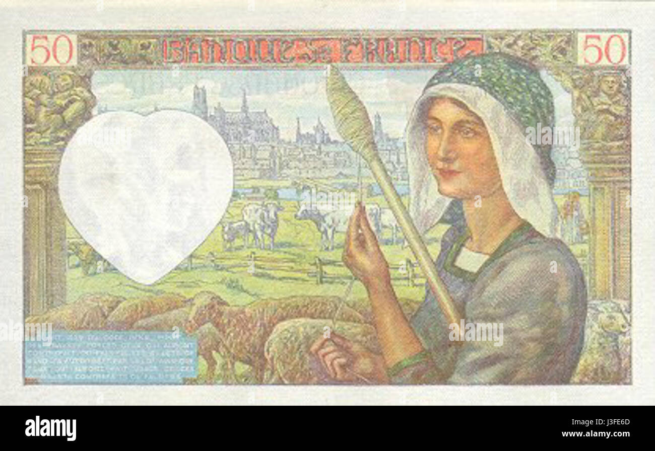 The France 50 Francs note from 1941 is a historical currency piece. It ...