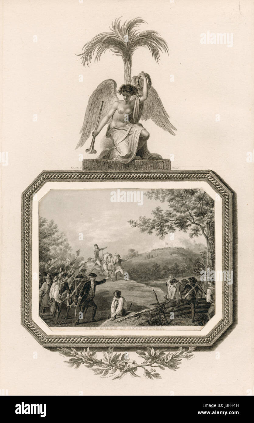 The image shows General Stark at the Battle of Bennington, a pivotal ...