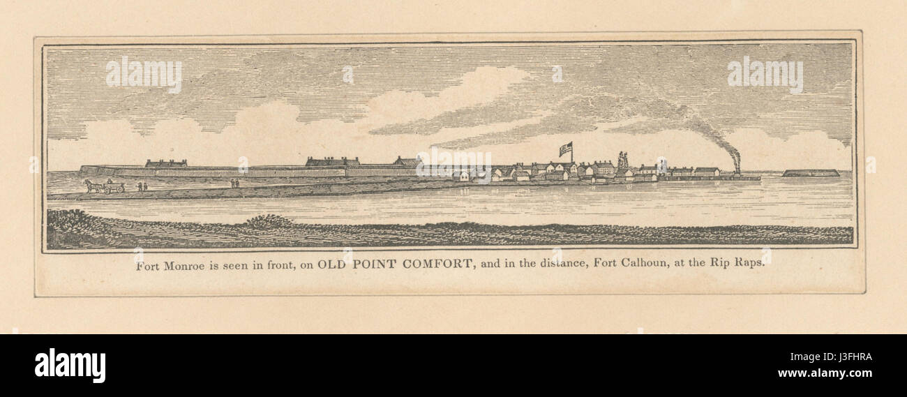 The image shows Fort Monroe, located on Old Point Comfort in Virginia ...