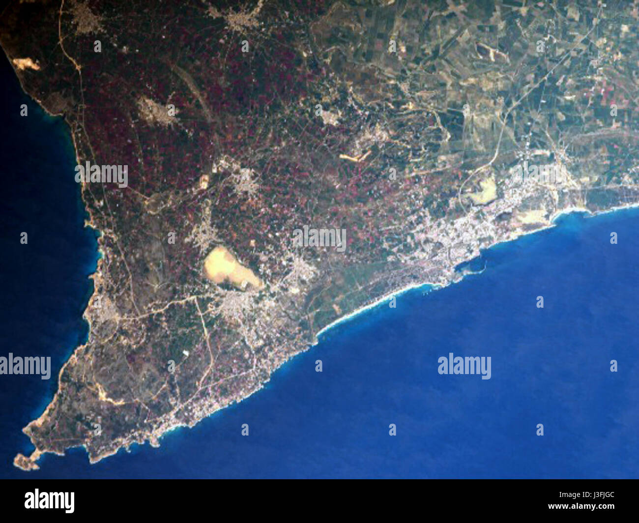 A satellite image of Famagusta, a city on the eastern coast of Cyprus ...