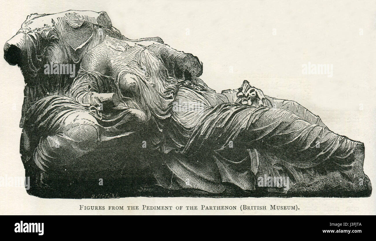 This image presents figures from the Parthenon's pediment, a key ...