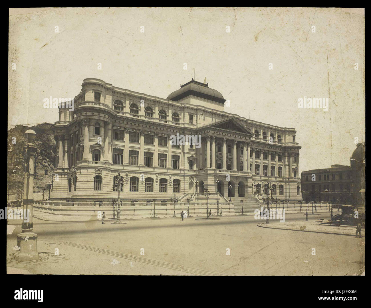 This image shows the facade of the National Library in Rio de Janeiro ...