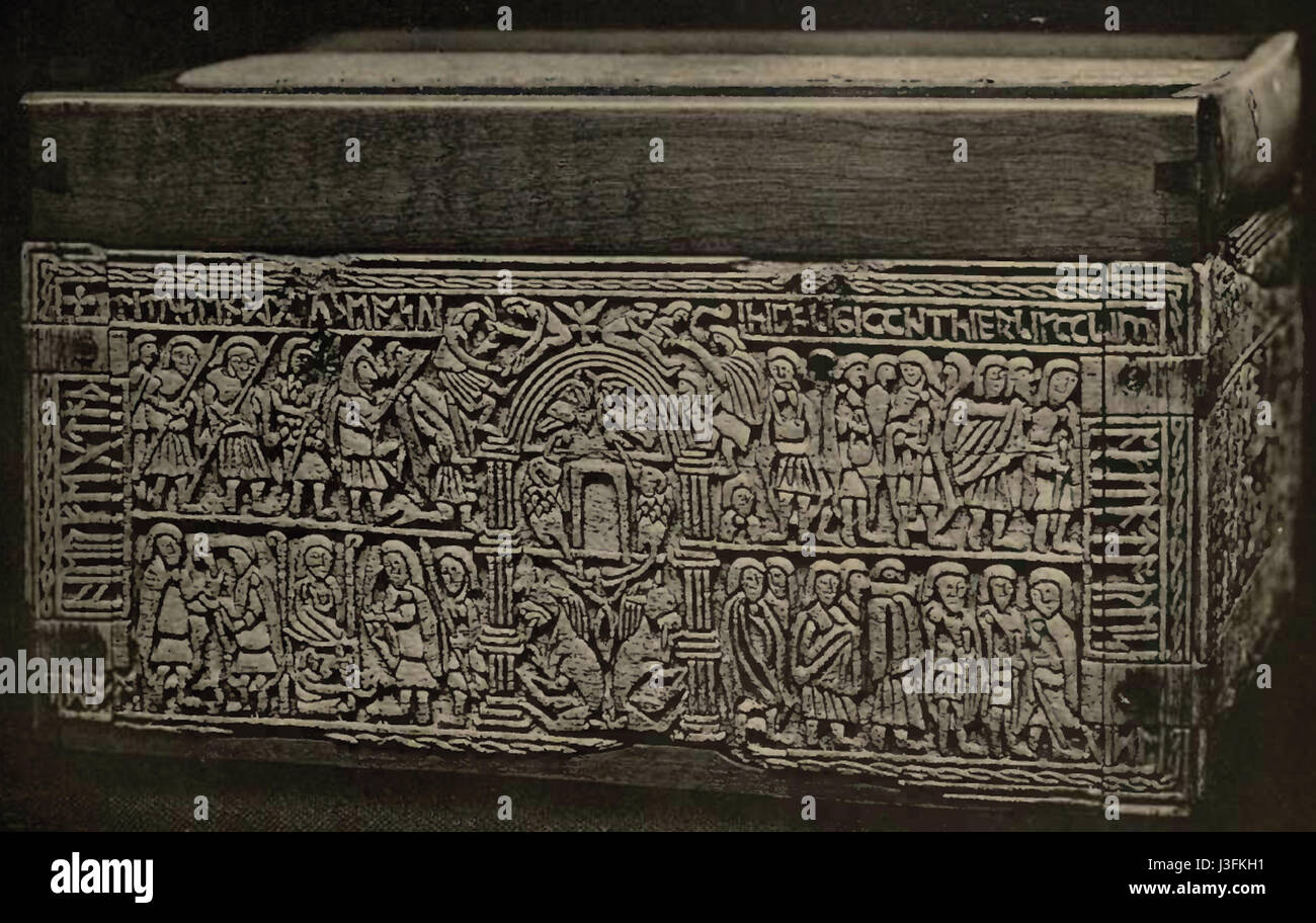 The back side of the Franks Casket, an Anglo-Saxon artifact from the ...