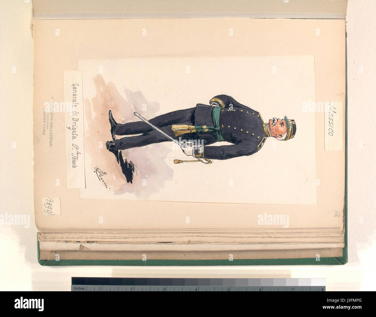 This historical image depicts a Brigadier General in a small uniform ...