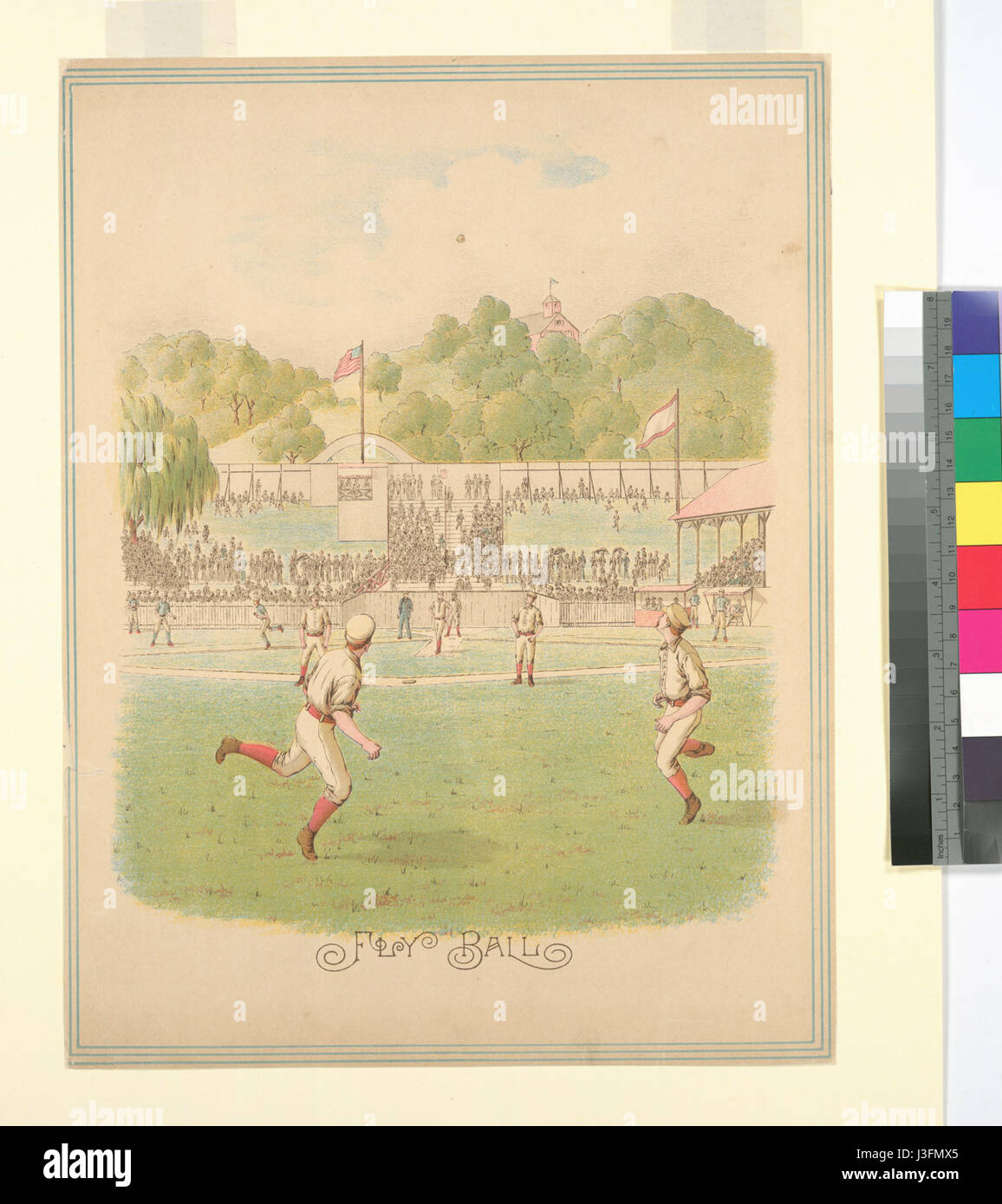 This image depicts the moment of a fly ball in a baseball game, a key ...