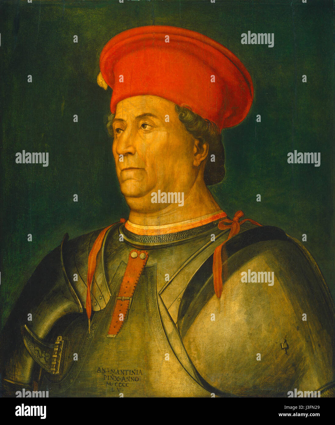 A historical portrait of Francesco Sforza, the Duke of Milan, depicting ...