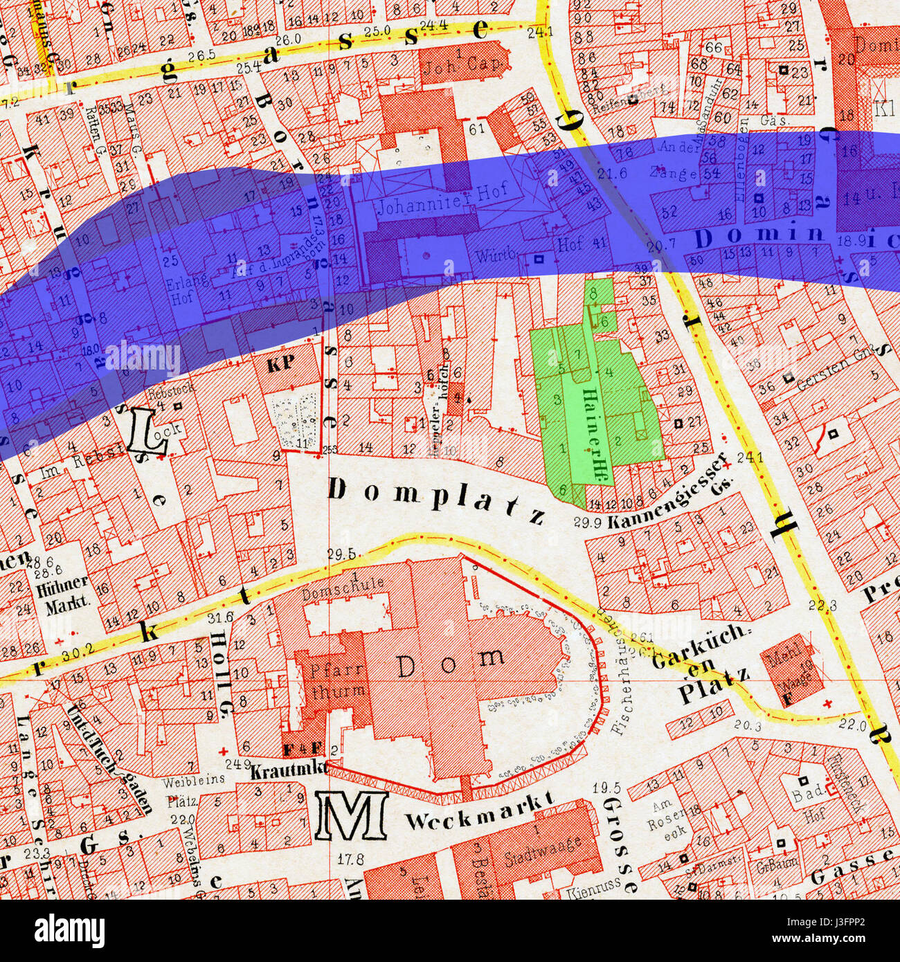 This 1862 map of Frankfurt am Main shows the Verlauf der Braubach and ...