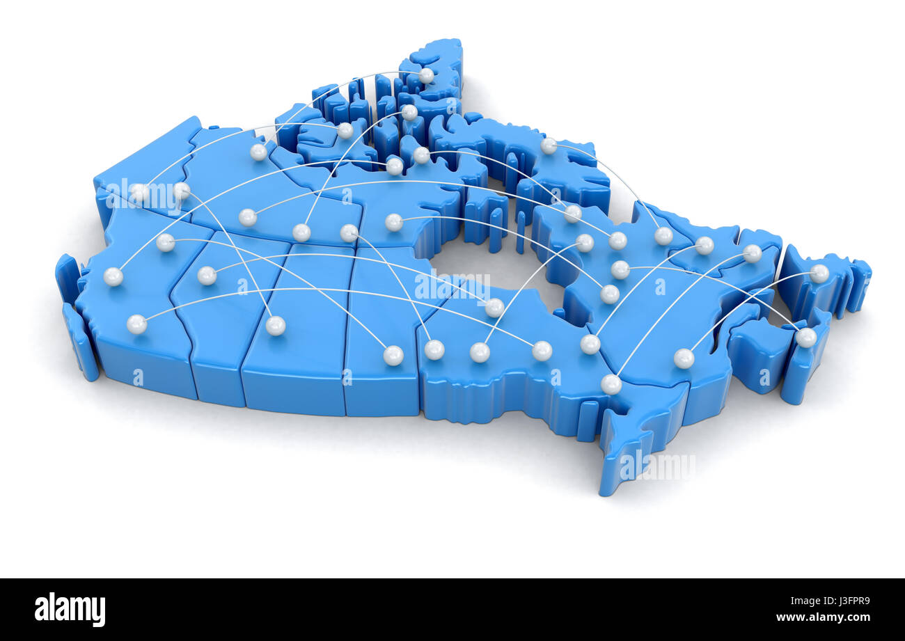Map of Canada with flight paths. Image with clipping path Stock Photo ...