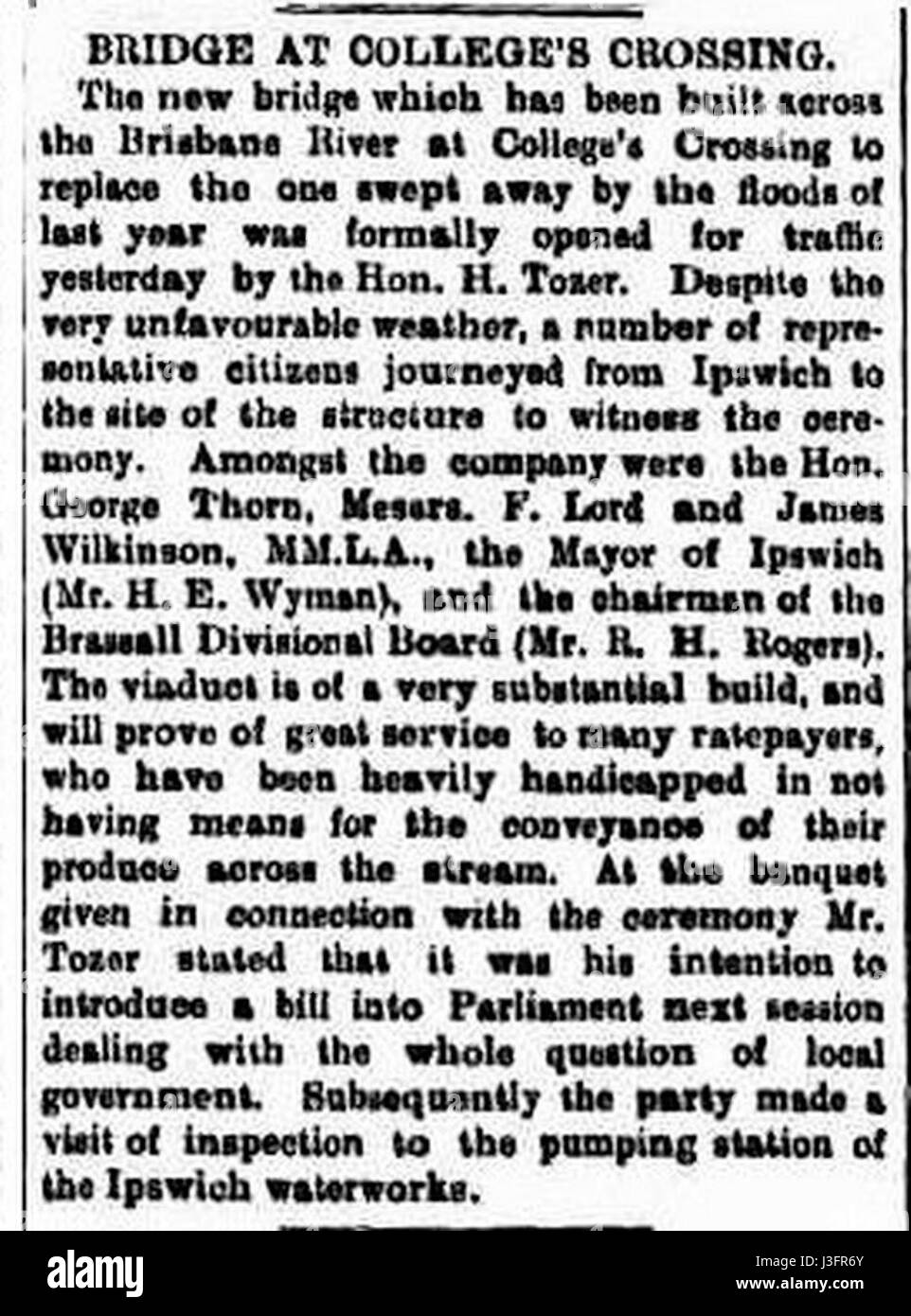 The formal opening of the College's Crossing Bridge in 1894 marked a ...