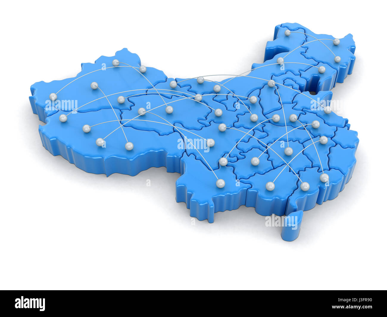 Map of China with flight paths. Image with clipping path Stock Photo ...