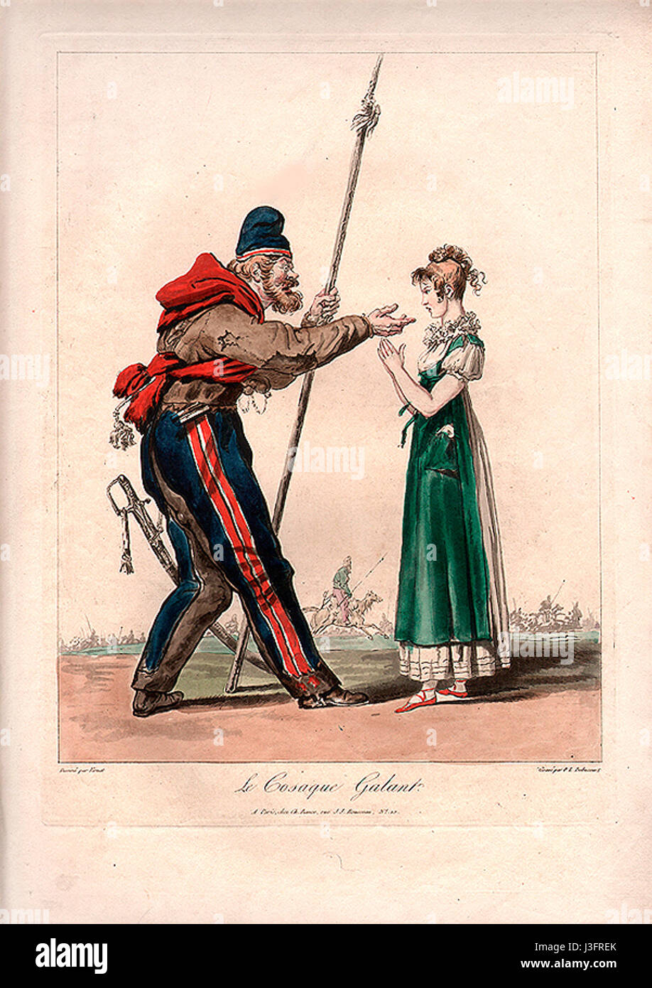 The 'Galantniy Kazak' painting, by Debukur, portrays a Cossack figure ...