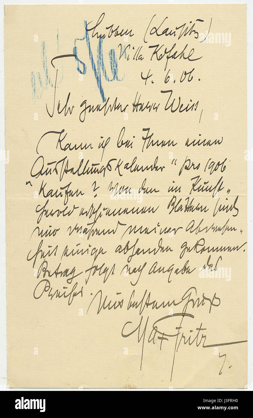 Max Fritz (1849-1920) was a notable figure, and his autograph serves as ...