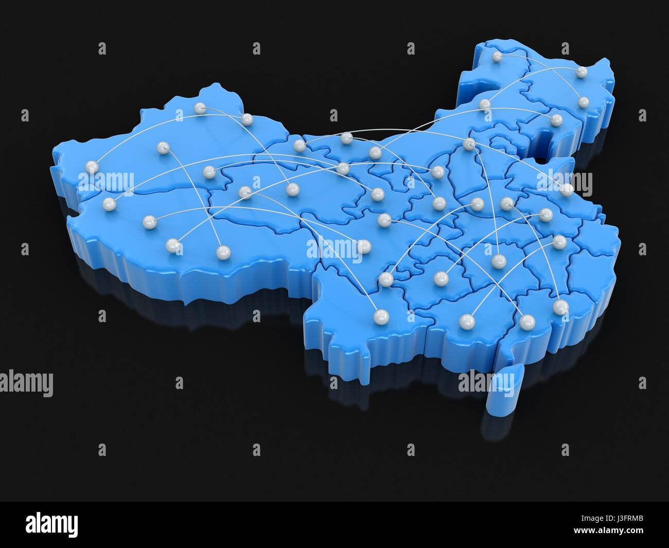 Map of China with flight paths. Image with clipping path Stock Photo ...