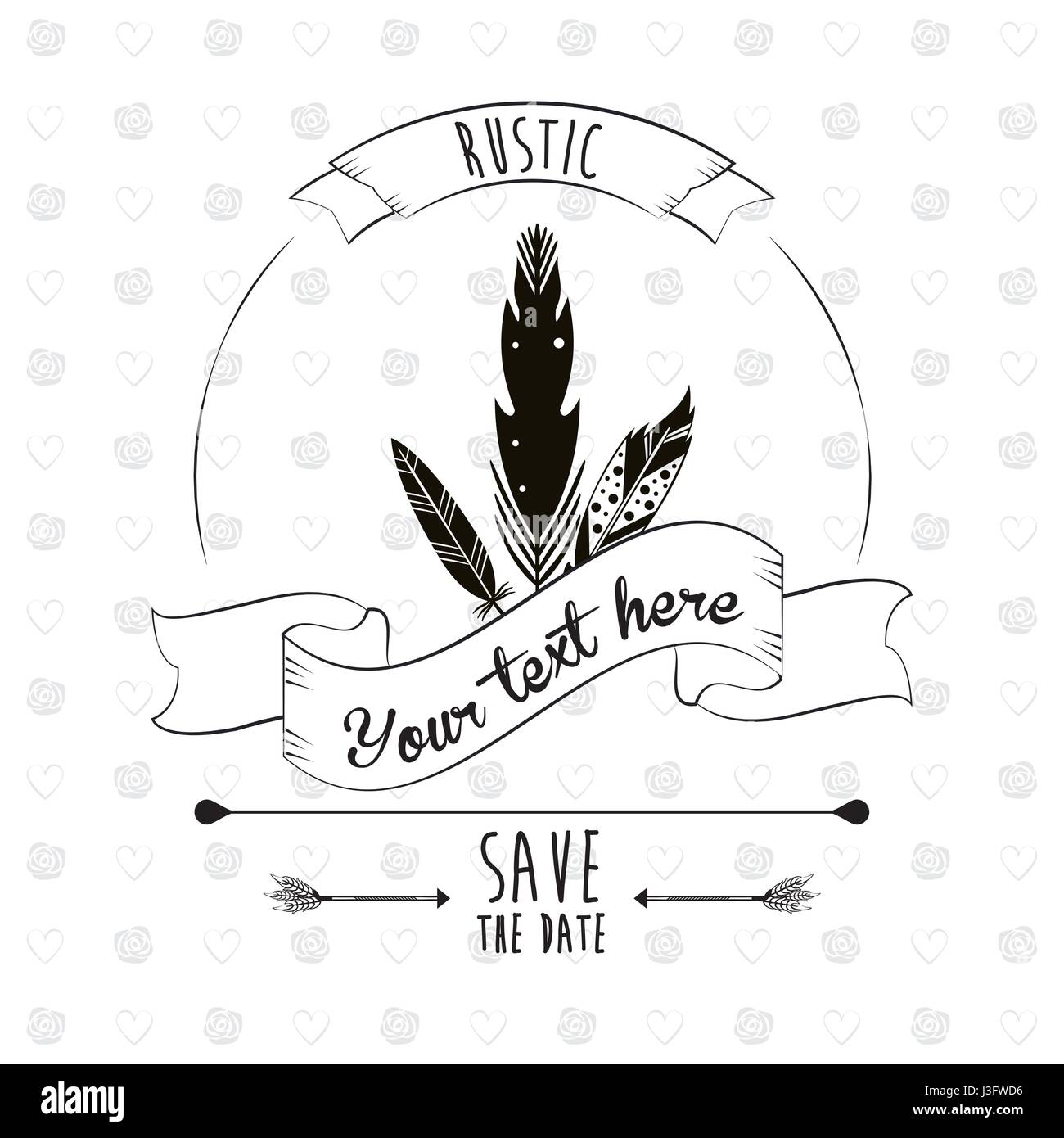 save the date rustic poster decorative element design Stock Vector ...