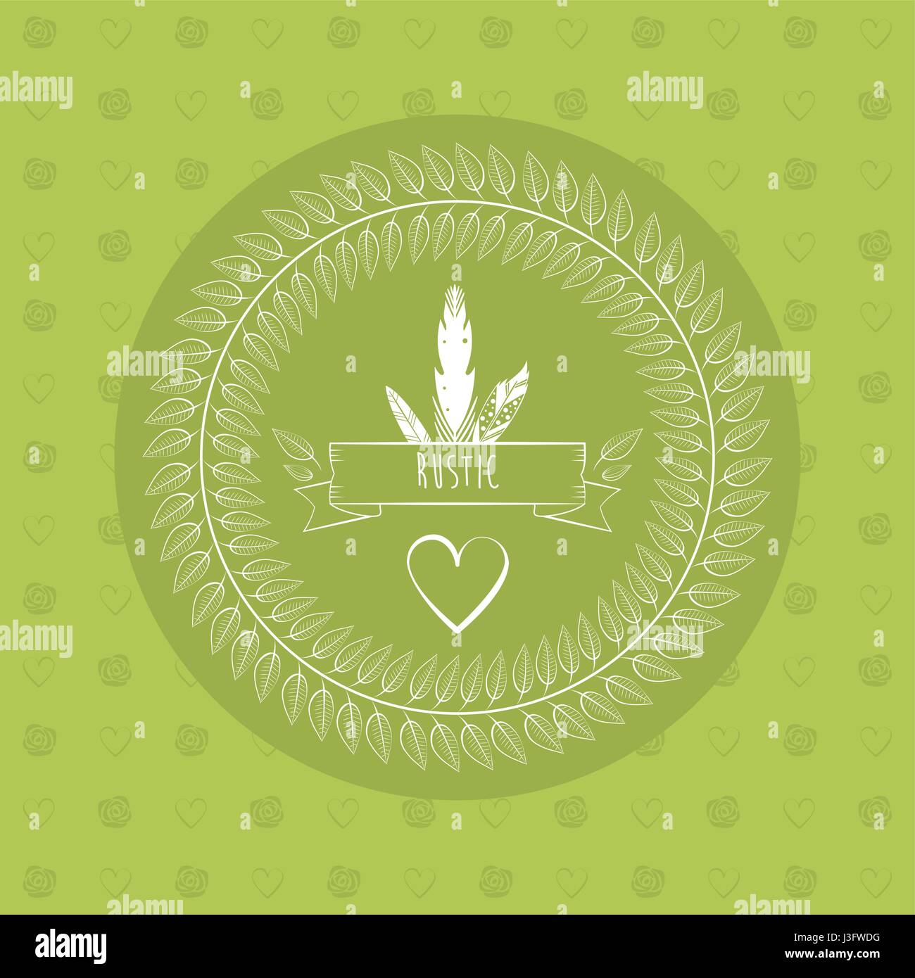 green rustic card heart ribbon decorative paper image Stock Vector ...