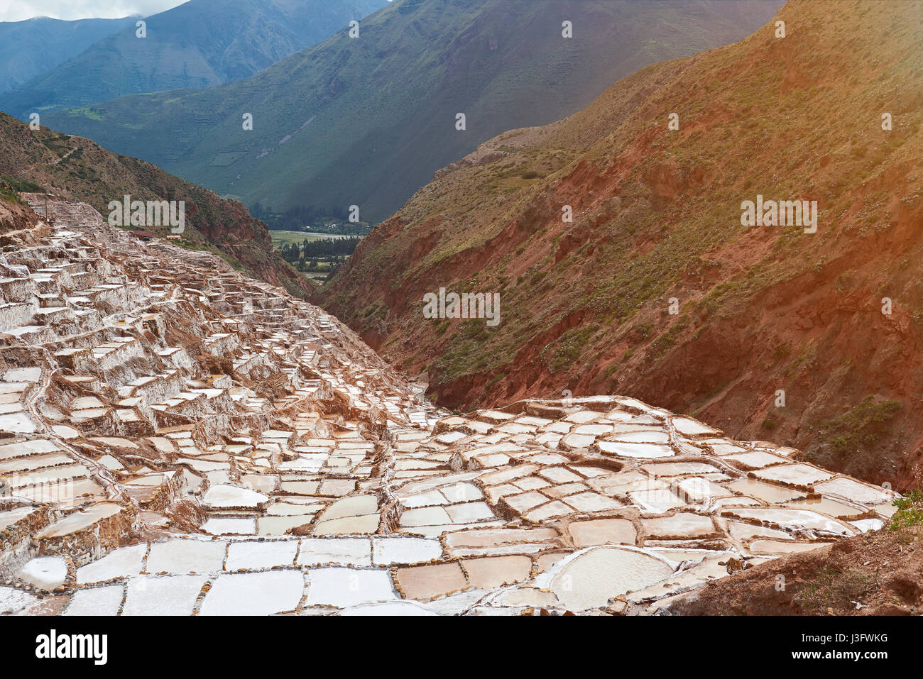 Salt mines in Peru inca valley. Salinas travel landscape destination ...